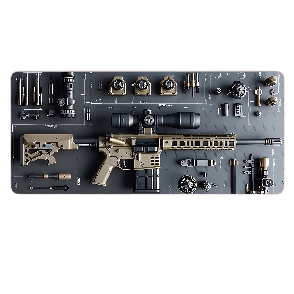 Cool Military Weapon Build Weapon Parts Display Large Gaming Mouse Pad ...