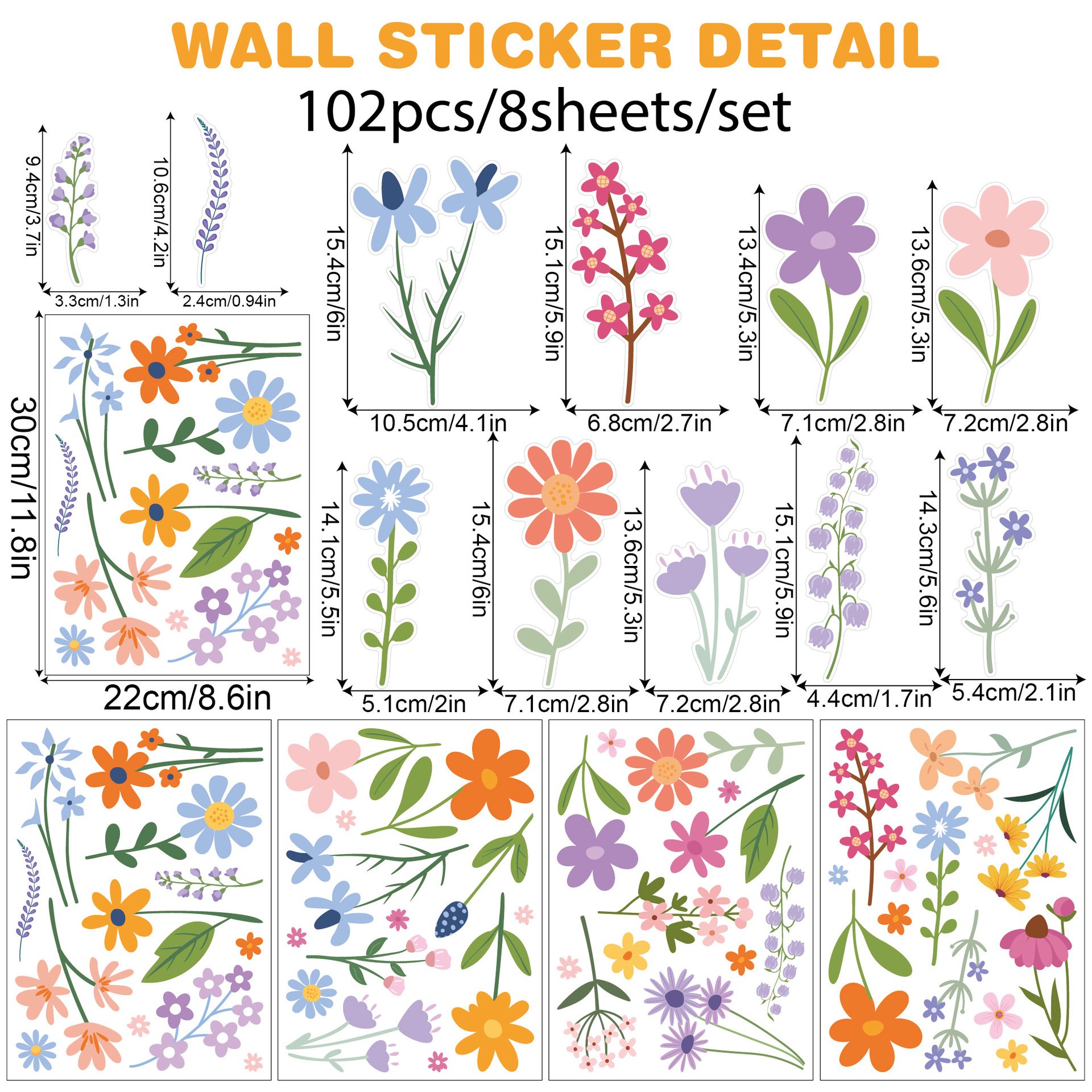 🌿Enchanting Spring Wildflower Wall Decals