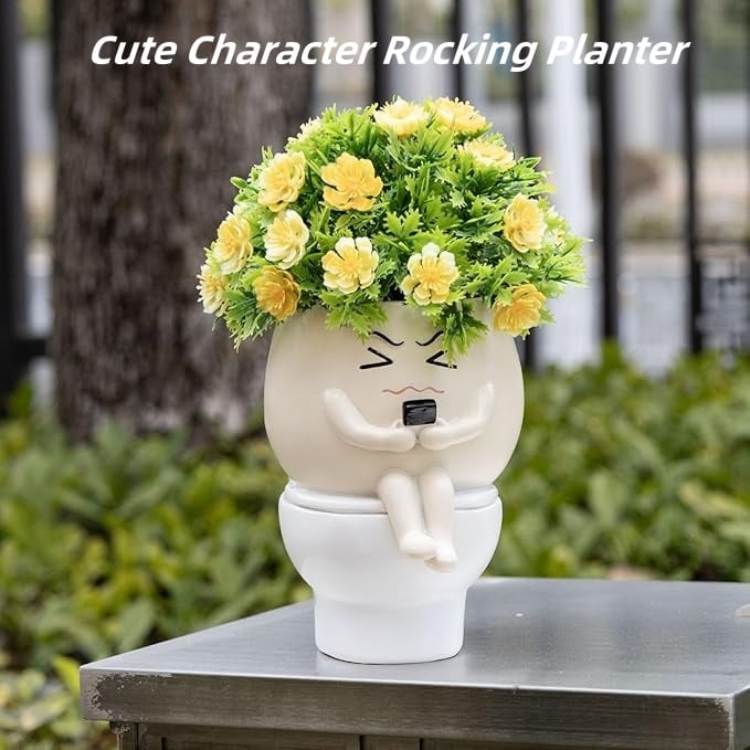 Bring Joy to Your Plants with the Smiley Rocking Chair Planter!🪑