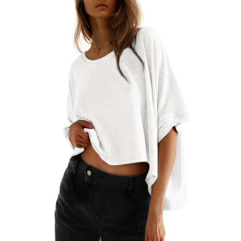 Women's Tops for Women 2025 Loose Oversized Basic Tee Comfortable Soft ...
