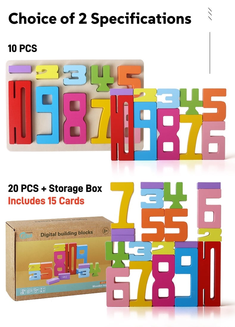 Wooden Number Building Block, Creative Montessori Stacking Toys, Early ...