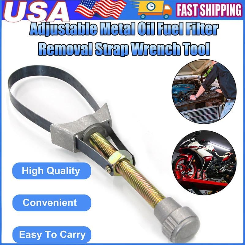 🔥USA NEW Auto Car Diameter Adjustable Oil Filter Removal Strap Wrench ...