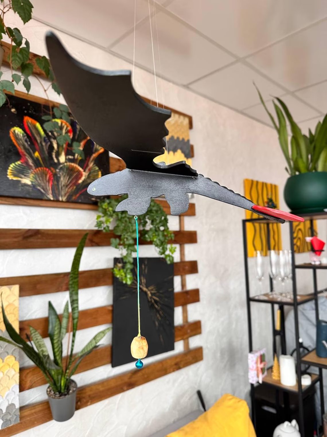 Handmade Flying Wooden Toothless Dragon Hanging Decor 🐉 – A Magical ...